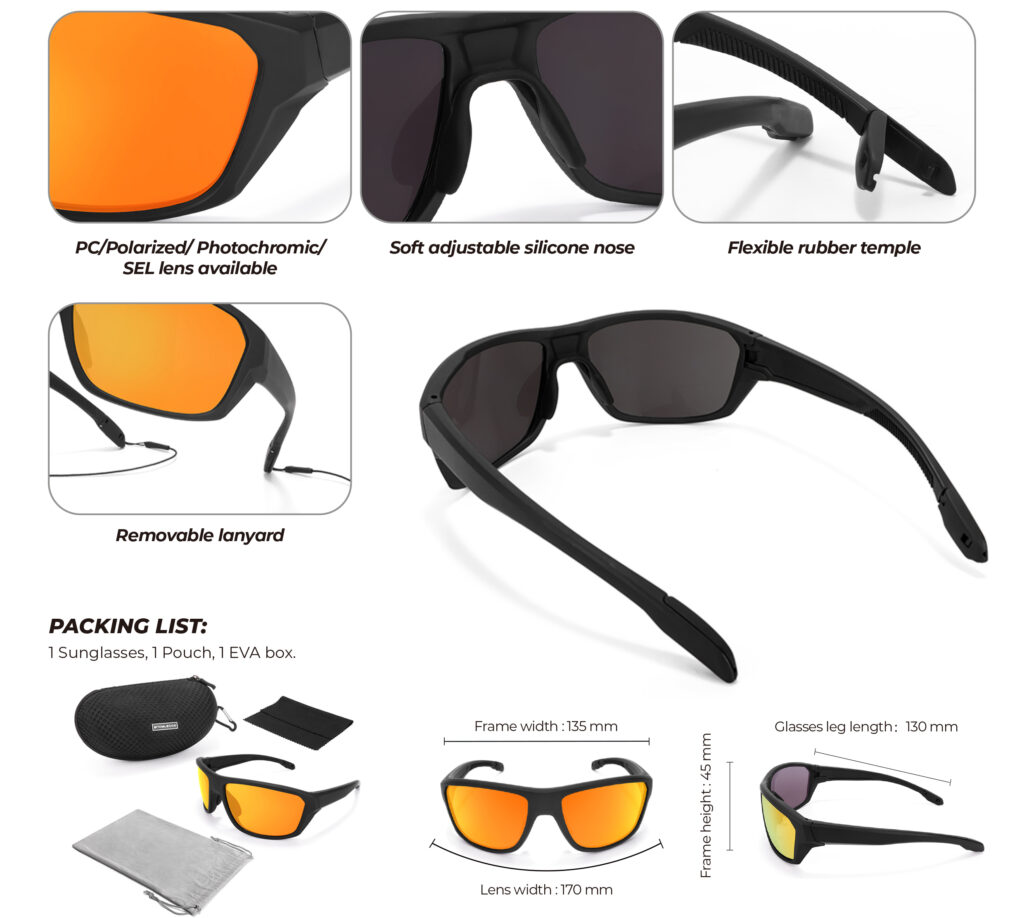 HB-529 sporty sunglasses polarized floating light weight tr90 - Hubo